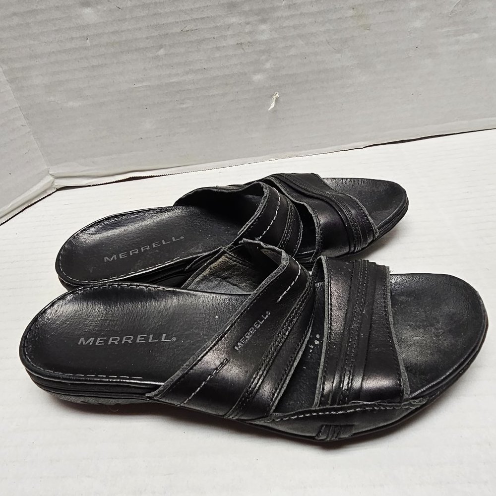Merrell Piccolo Black Slides Sandals Slip On Leather … - Gem